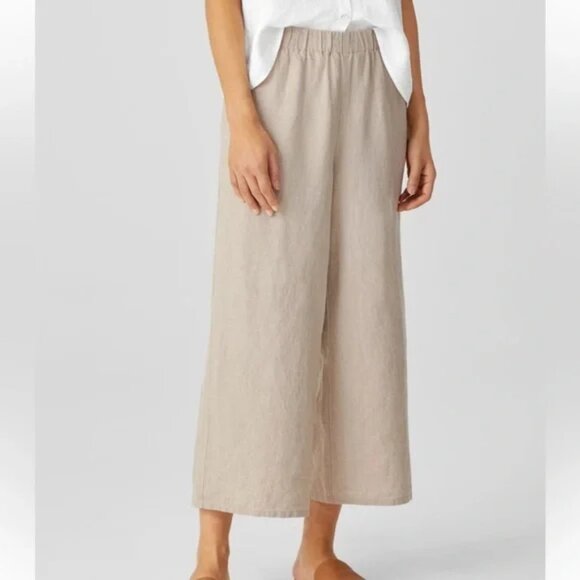 Eileen Fisher | Pants & Jumpsuits | Eileen Fisher Organic Linen Wide ...